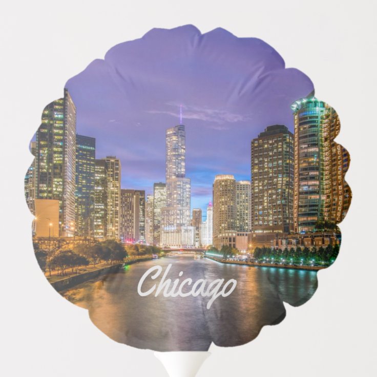 Chicago Illinois City At Night Balloon | Zazzle