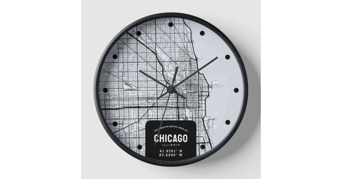 Chicago, Illinois City Map Clock | Zazzle