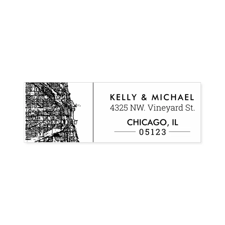 Chicago, Illinois City Map | Custom Address Self-inking Stamp | Zazzle