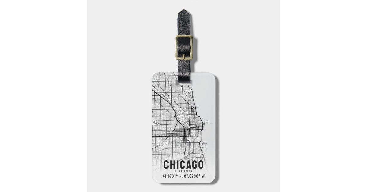 Chicago, Illinois City Map Topography Luggage Tag | Zazzle