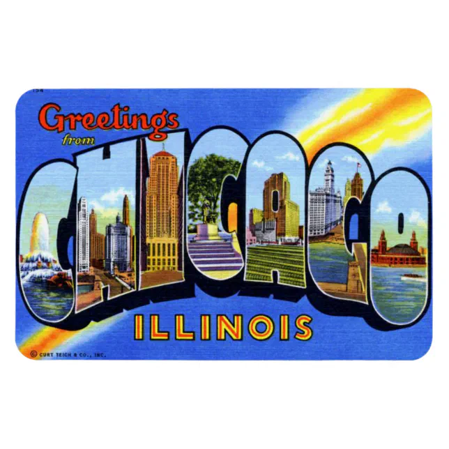 Chicago Illinois IL Large Letter Postcard Magnet | Zazzle