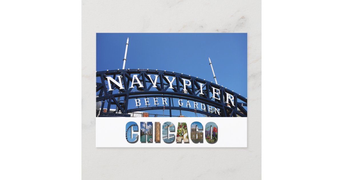 Chicago Illinois Navy Pier Sign Postcard | Zazzle