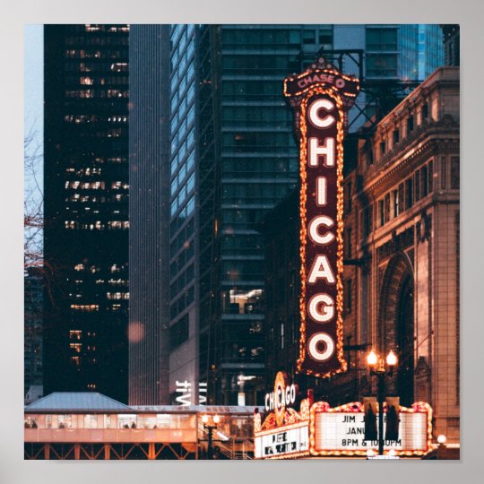 Chicago Illinois Neon Sign At Night | Zazzle.com