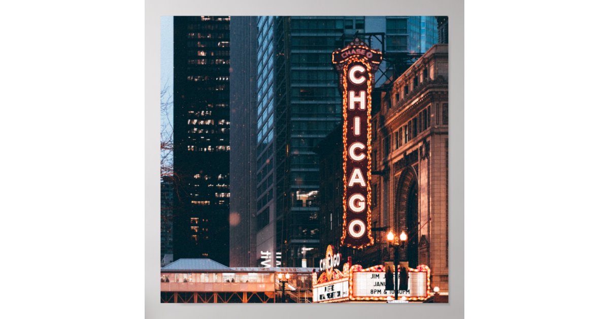 Chicago Illinois Neon Sign At Night | Zazzle