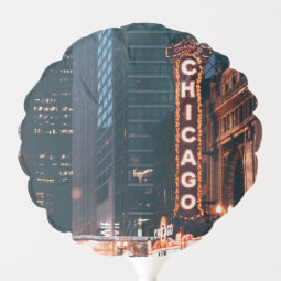 Chicago Illinois Neon Sign At Night Balloon | Zazzle
