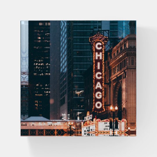 Chicago Illinois Neon Sign At Night Paperweight | Zazzle.com
