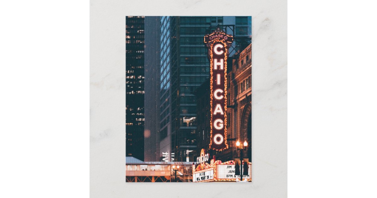 Chicago Illinois Neon Sign At Night Postcard | Zazzle