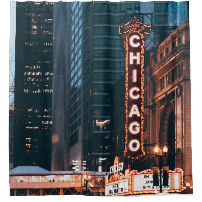Chicago Illinois Neon Sign At Night Shower Curtain | Zazzle
