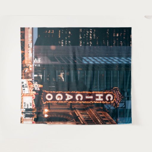 Chicago Illinois Neon Sign At Night Tapestry | Zazzle
