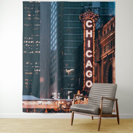 Chicago Illinois Neon Sign At Night Tapestry | Zazzle.com