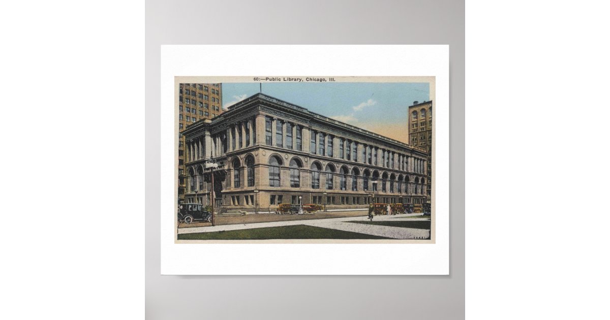 Chicago Illinois, Public Library, 1930s Poster | Zazzle