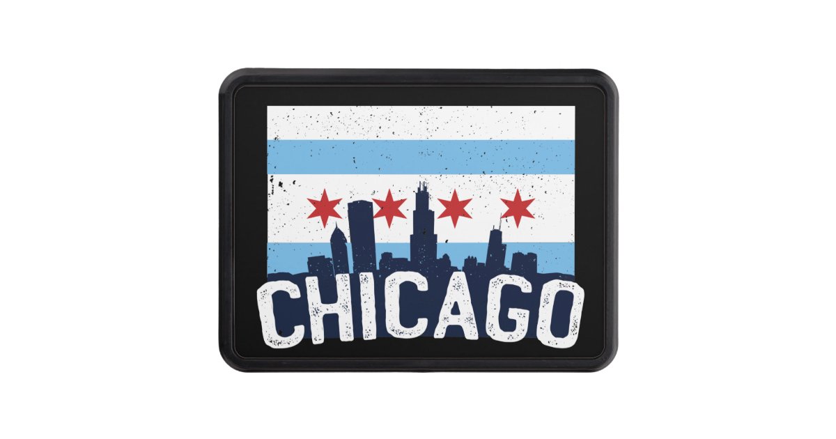 Chicago Illinois Skyline 4 Stars Vintage Hitch Cover | Zazzle