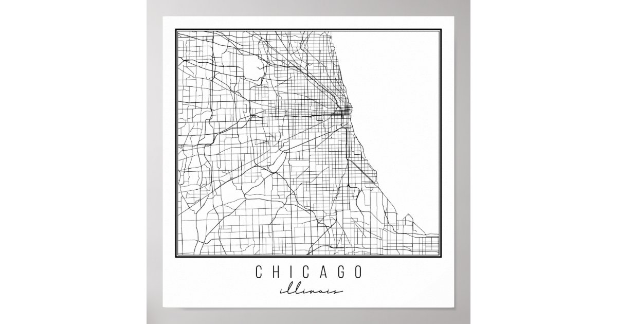 Chicago Illinois Street Map Poster | Zazzle