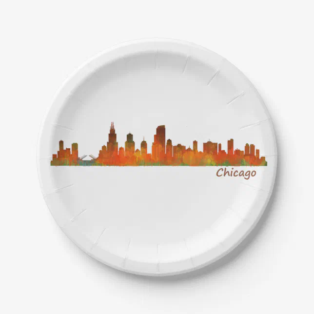 Chicago Illinois U.S. City skyline v01 Paper Plates | Zazzle