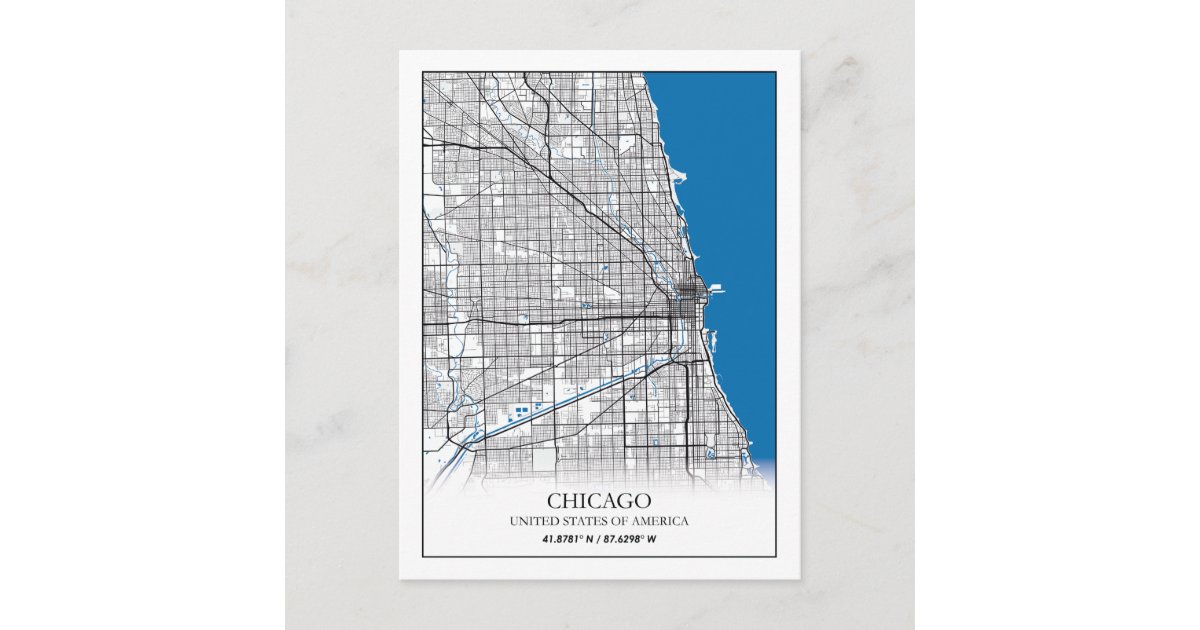 Chicago Illinois USA City Travel City Map Postcard | Zazzle