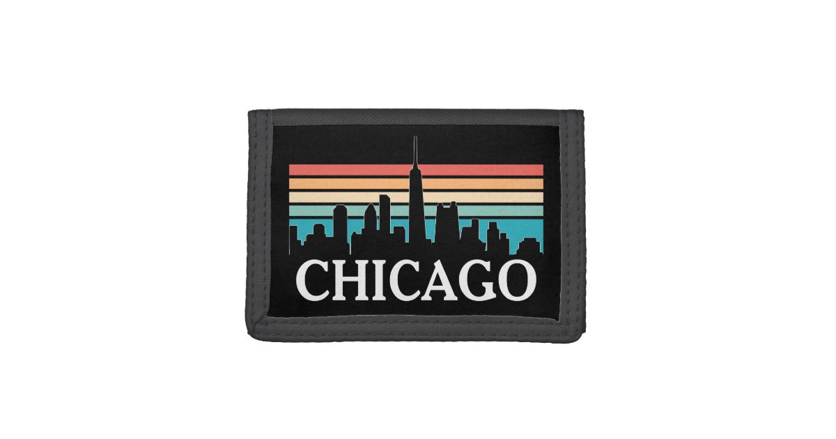 Chicago Illinois Vintage Retro Sunset Skyline Trifold Wallet | Zazzle