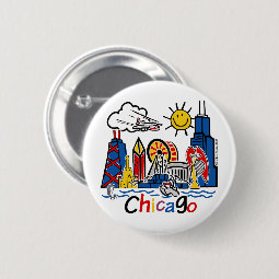 Chicago Kids Skyline Button | Zazzle