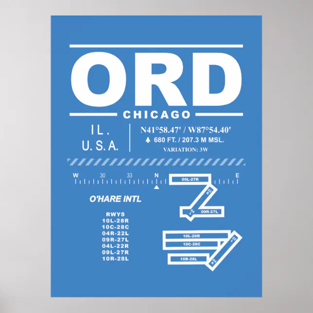 Chicago O'Hare International Airport ORD Poster | Zazzle