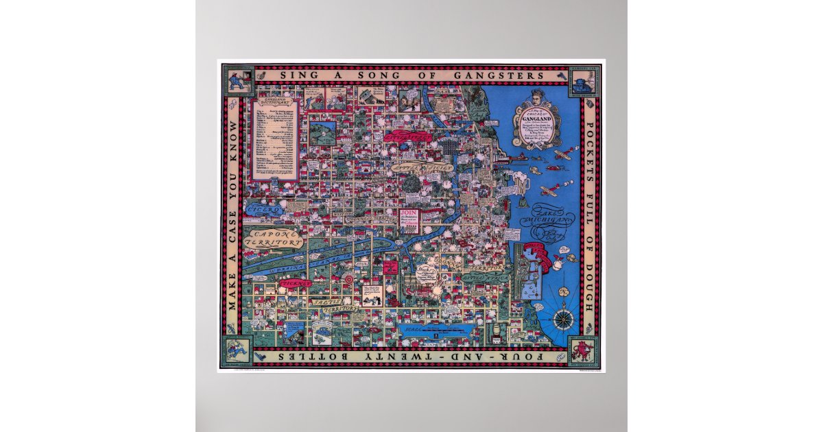 CHICAGO PROHIBITION GANGLAND MAP 1931 POSTER | Zazzle