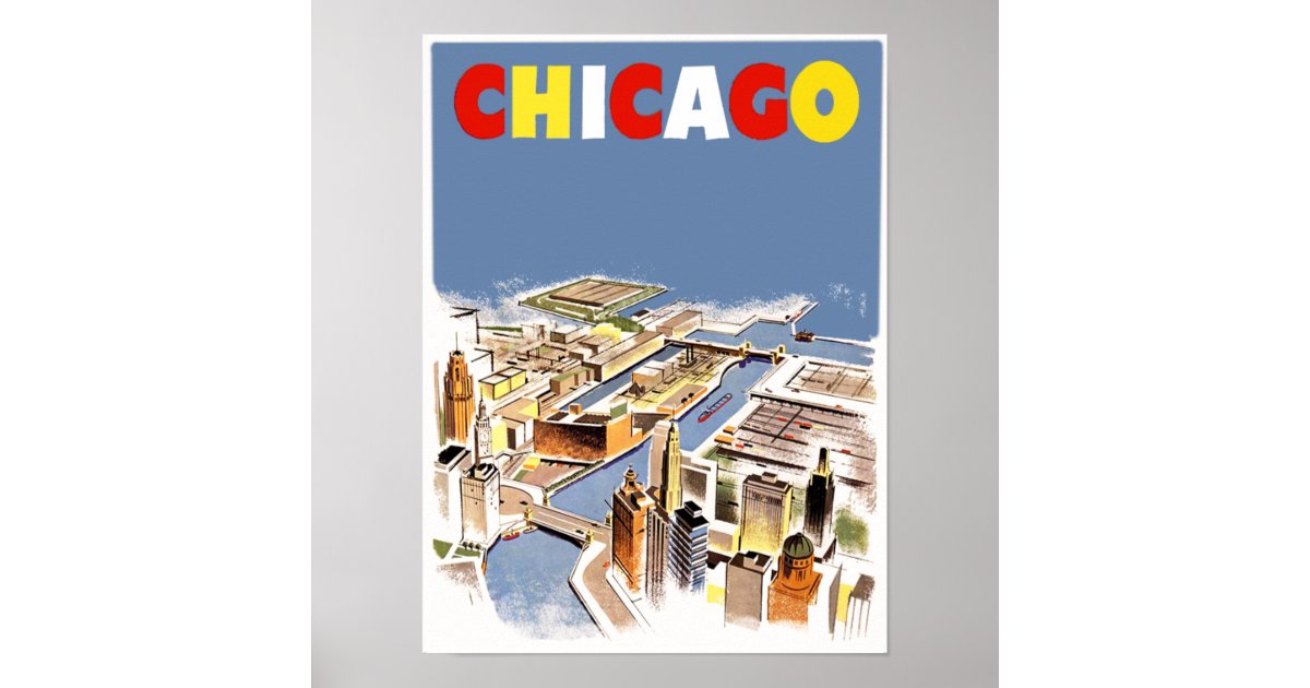 Chicago. Retro Style Travel poster | Zazzle