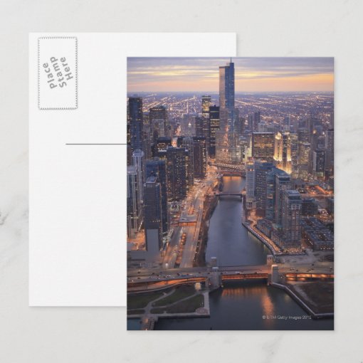 Chicago River and Trump Tower from above Postcard | Zazzle