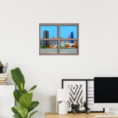 Chicago Skyline 4 Panel Wood Window Poster | Zazzle