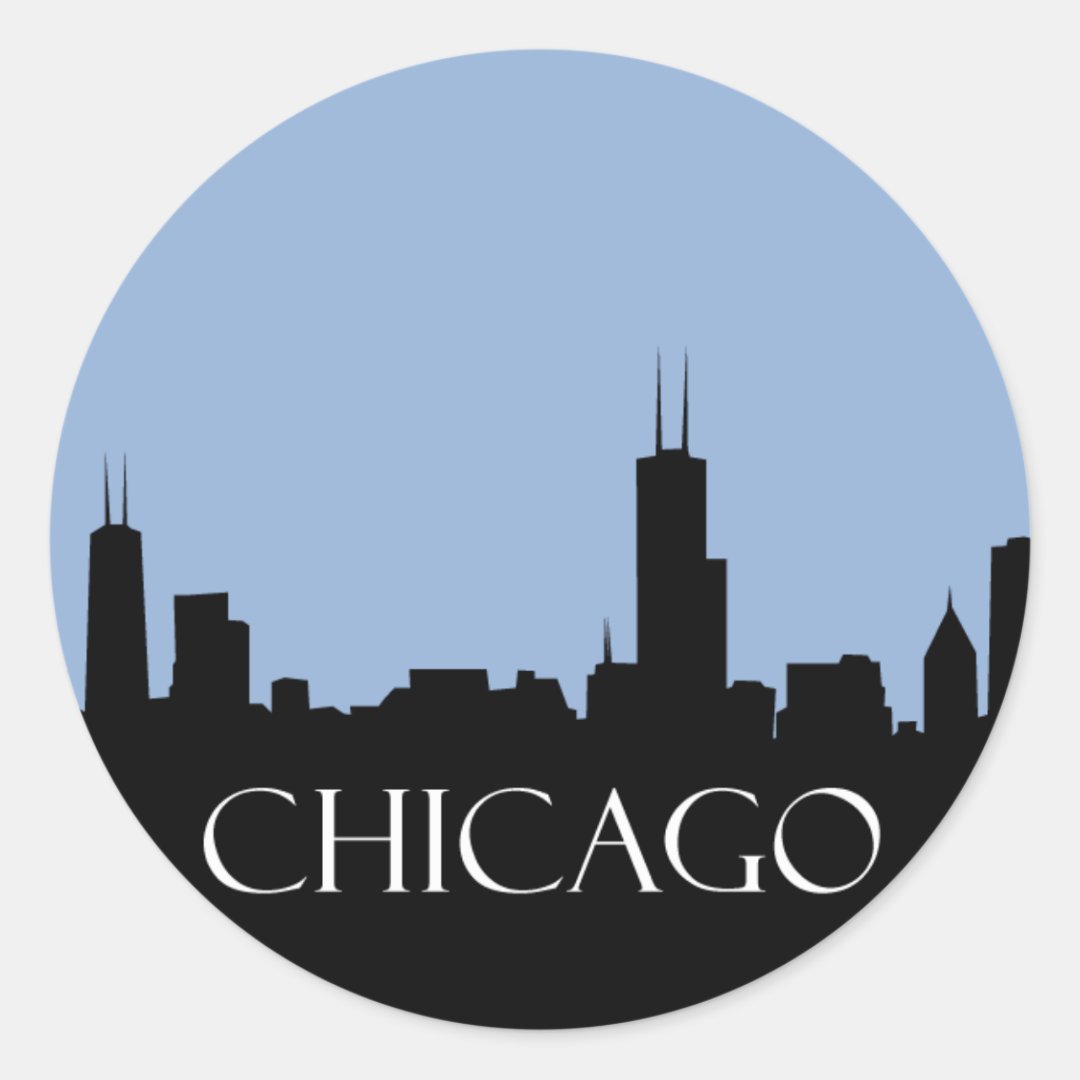 Chicago Skyline Classic Round Sticker | Zazzle