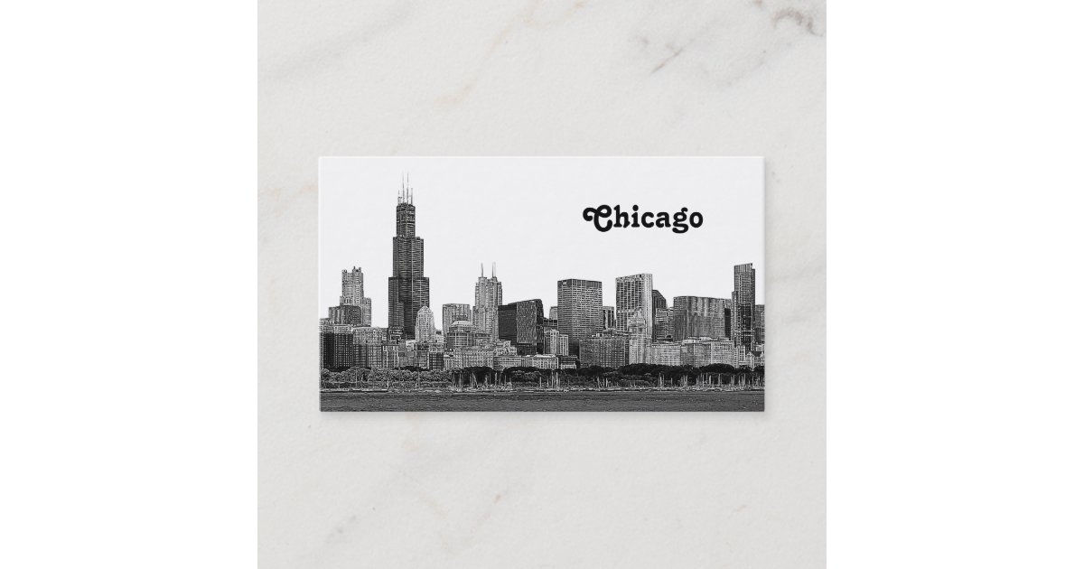Chicago Skyline Etched Business Card | Zazzle