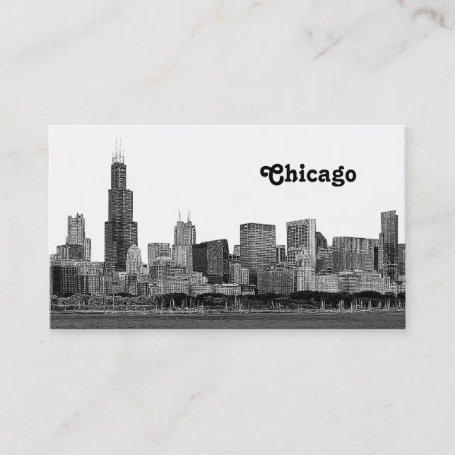 Chicago Skyline Etched Business Card | Zazzle
