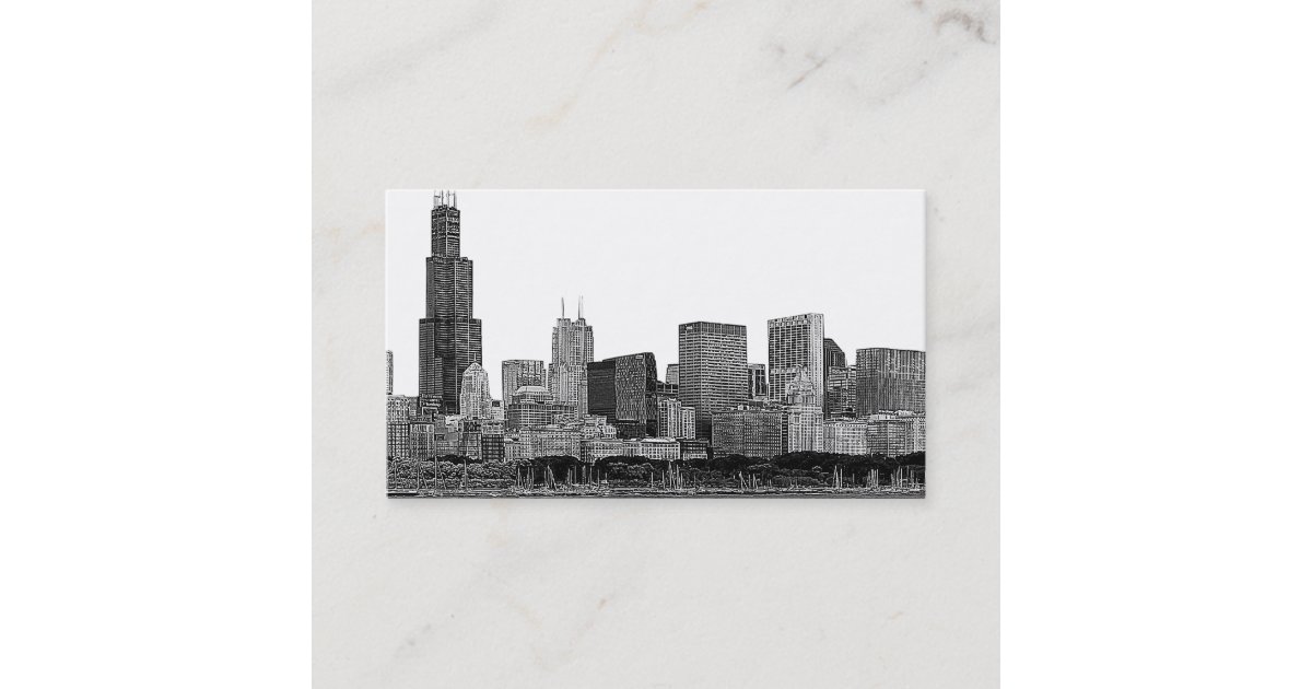 Chicago Skyline Etched Business Card | Zazzle
