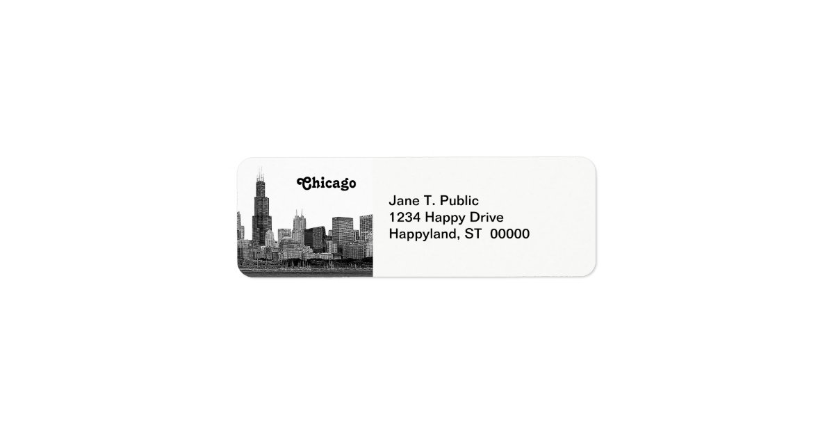 Chicago Skyline Etched Label | Zazzle