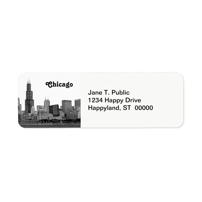 Chicago Skyline Etched Label | Zazzle