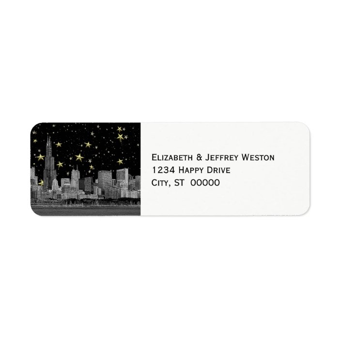 Chicago Skyline Etched Starry DIY BG Address Label | Zazzle.com