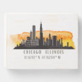 Chicago Skyline Latitude & Longitude Wooden Box Sign | Zazzle