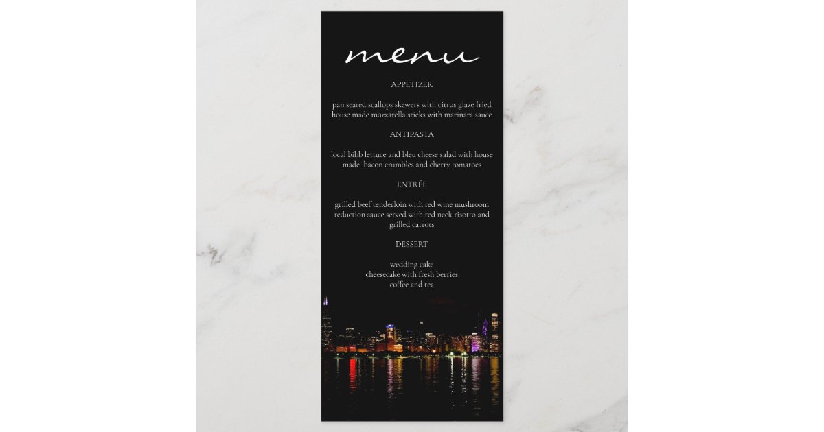 Chicago Skyline Menu Cards | Zazzle