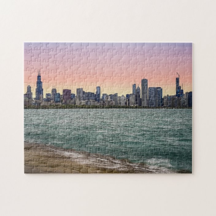Chicago Skyline Painterly Jigsaw Puzzle | Zazzle.com