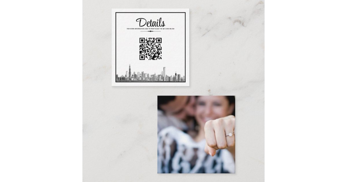 Chicago Skyline QR Code Enclosure Card | Zazzle