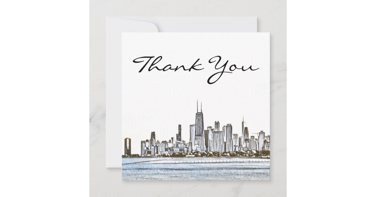 Chicago Skyline Thank You Card | Zazzle
