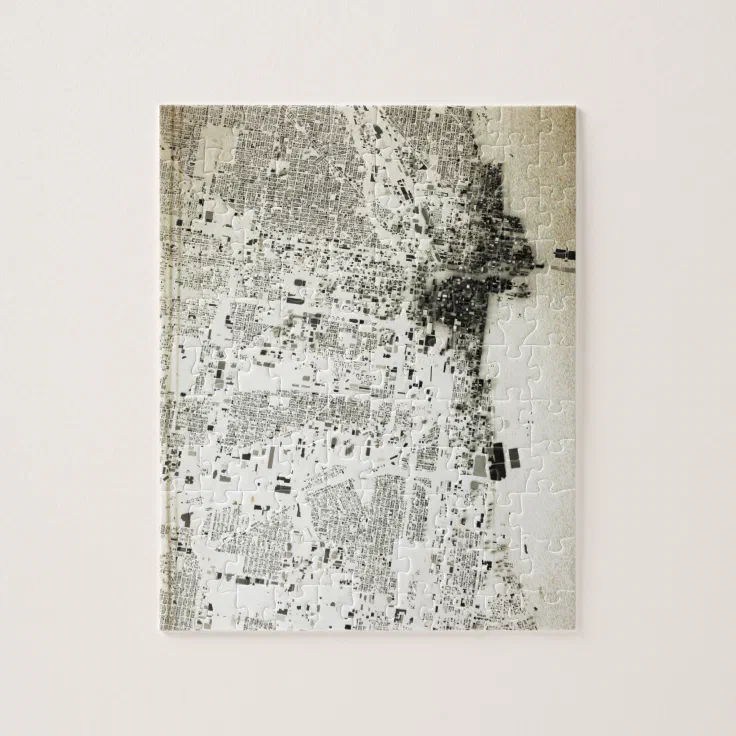 Chicago Streets and Buildings Vintage Map Jigsaw Puzzle | Zazzle