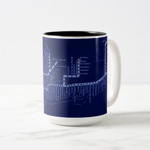 Chicago Subway Train Vintage System Map Route Two-Tone Coffee Mug | Zazzle
