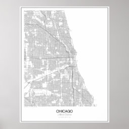 Chicago, United States Minimalist Map Poster | Zazzle