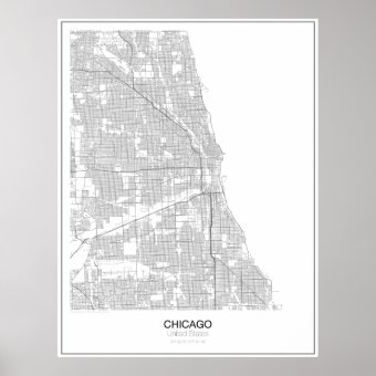 Chicago, United States Minimalist Map Poster | Zazzle