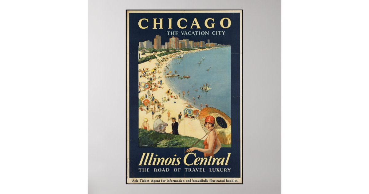 Chicago Vintage Travel Poster Ad Retro Prints | Zazzle
