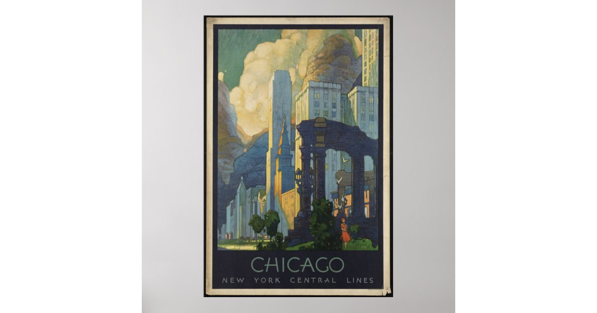 Chicago Vintage Travel Poster Ad Retro Prints | Zazzle
