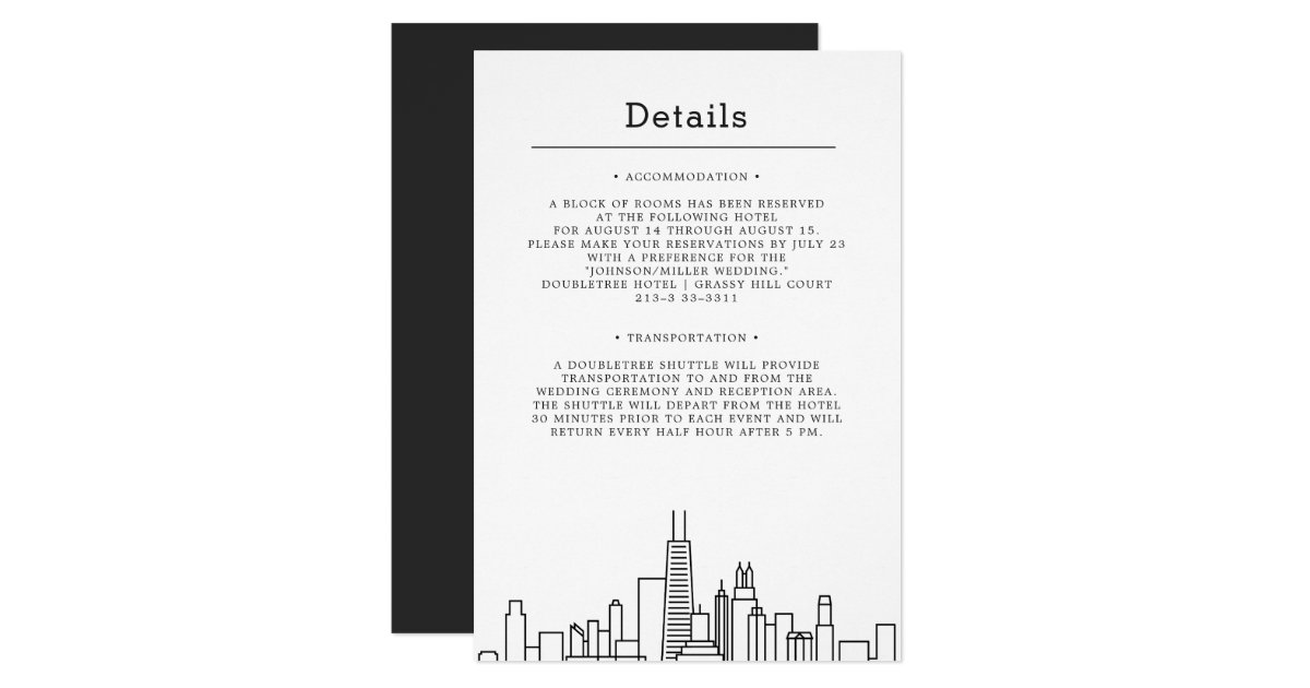 Chicago Wedding | Guest Details Invitation | Zazzle.com