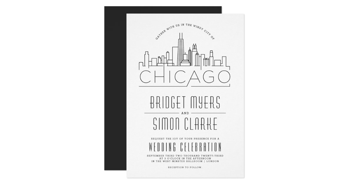 Chicago Wedding | Stylized Skyline Invitation | Zazzle.com
