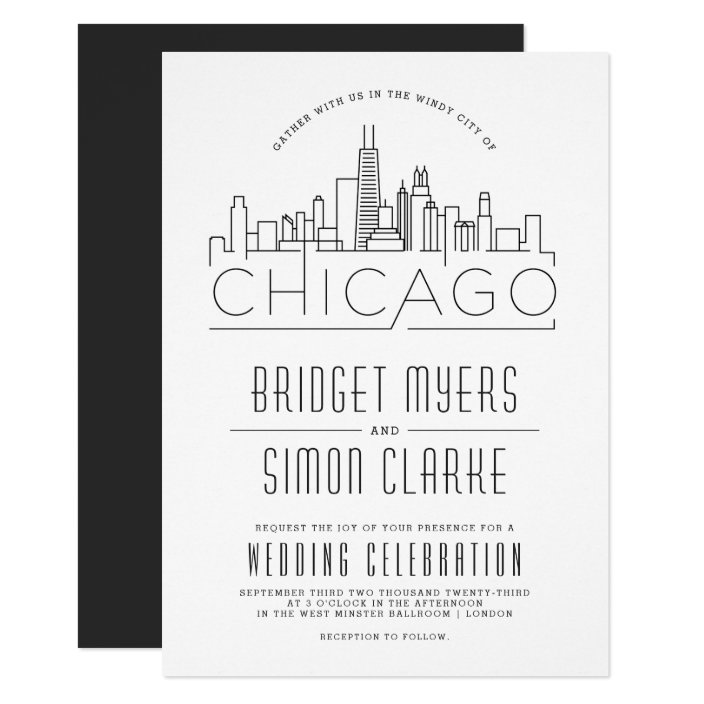 Chicago Wedding | Stylized Skyline Invitation | Zazzle.com