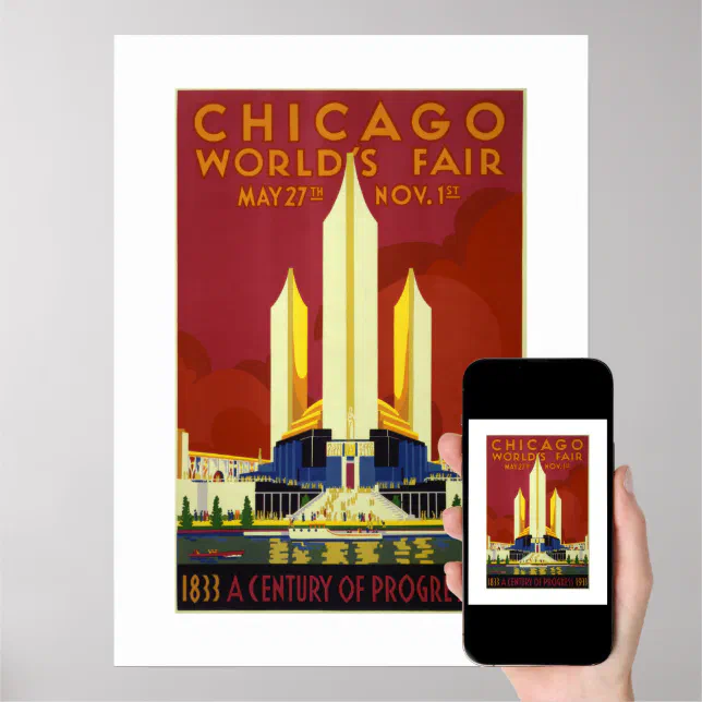 Chicago World's Fair Century Of Progress 1833-1933 Poster | Zazzle