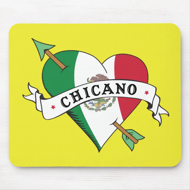 Chicano Tattoo Heart with Mexican Flag Mouse Pad | Zazzle