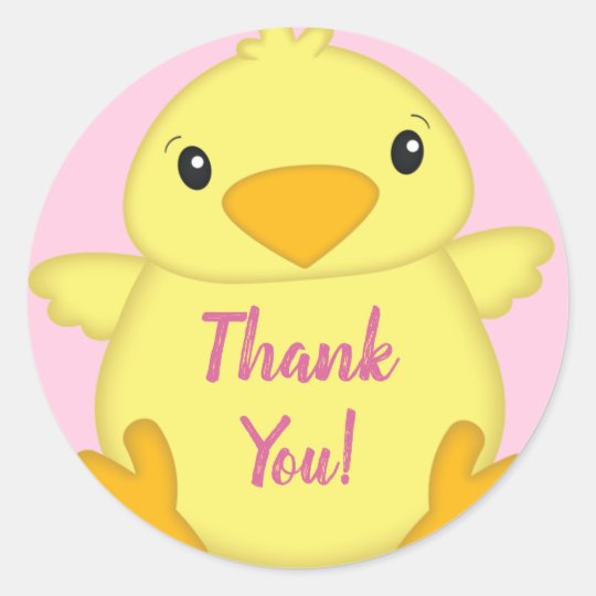 Chick Baby Shower Pink Classic Round Sticker | Zazzle.com